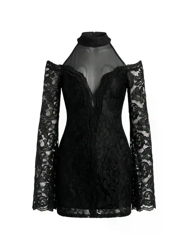 AXEL 113 Cold-shoulder Lace Mini Dress