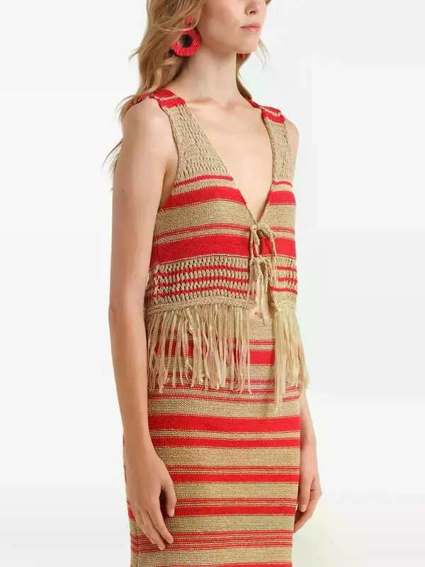 Malìparmi Striped Knitted Waistcoat With Fringe Detail
