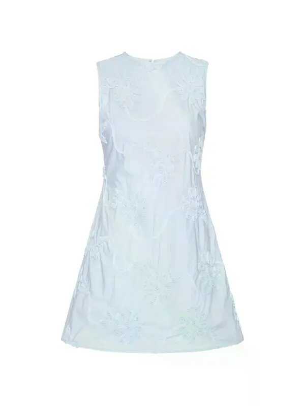 ROTATE BY BIRGER CHRISTENSEN Sleeveless Floral Appliqué Mini Dress - Blue