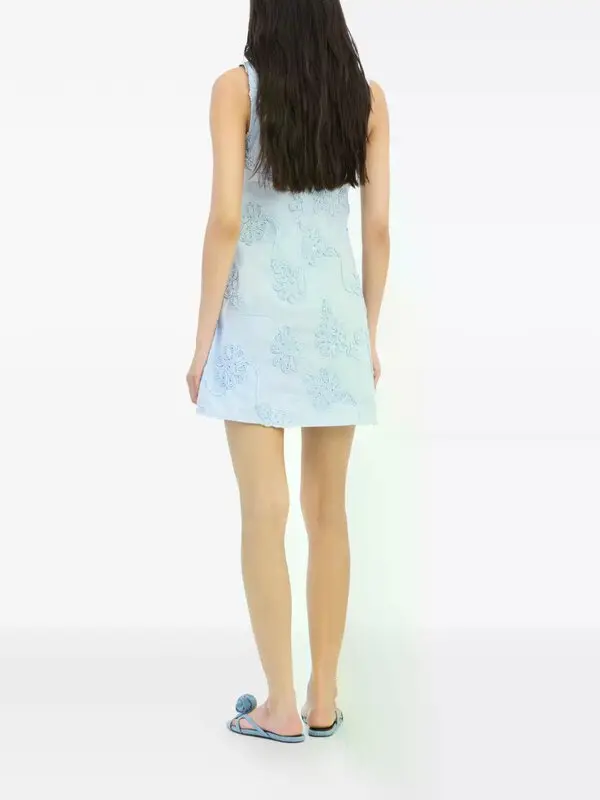 ROTATE BY BIRGER CHRISTENSEN Sleeveless Floral Appliqué Mini Dress - Blue