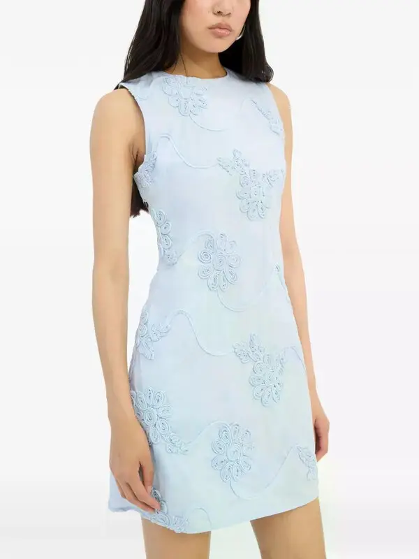 ROTATE BY BIRGER CHRISTENSEN Sleeveless Floral Appliqué Mini Dress - Blue
