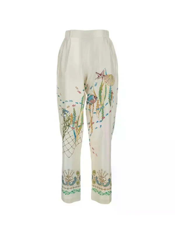 MANTERO 1902 Printed Silk Trousers - Neutrals