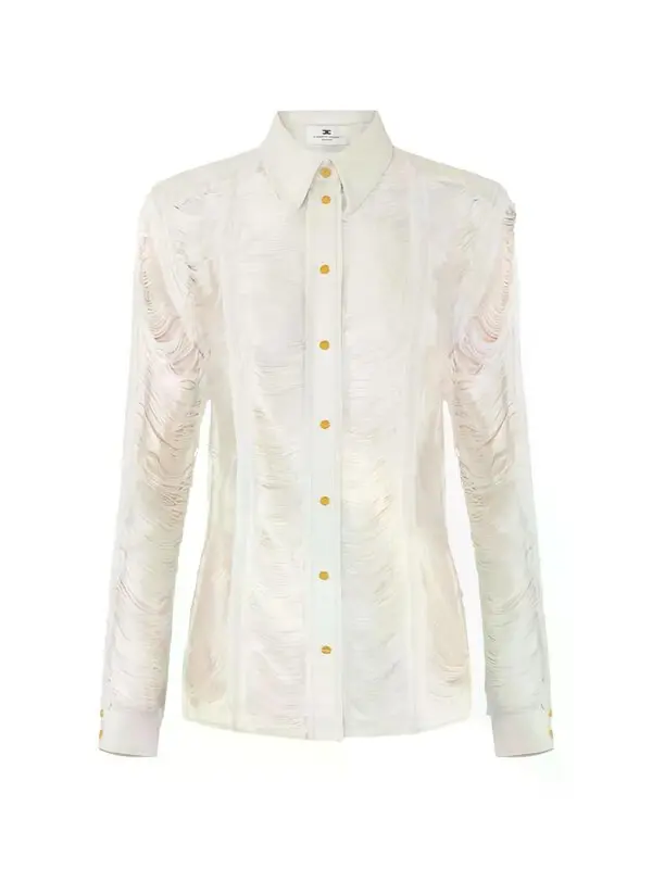 Elisabetta Franchi Distressed Fringed Shirt - Neutrals