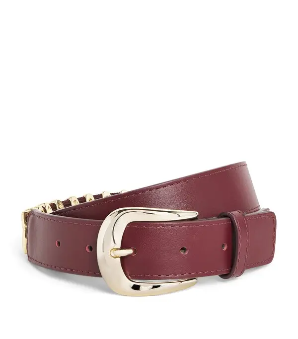 Sandro Leather Studded Belt - Red