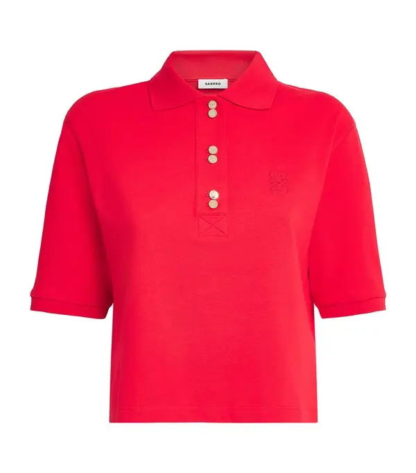 Sandro Cotton Polo Shirt With Embroidered Logo