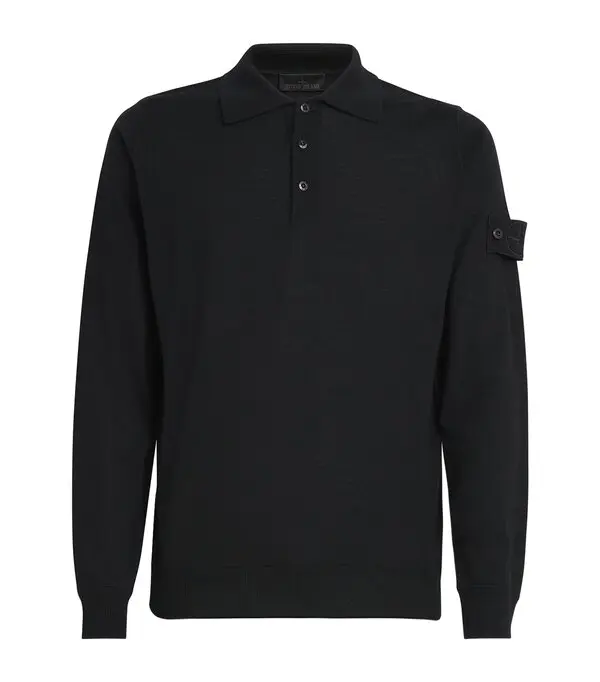 Stone Island Virgin Wool Ghost Polo Sweater - Black