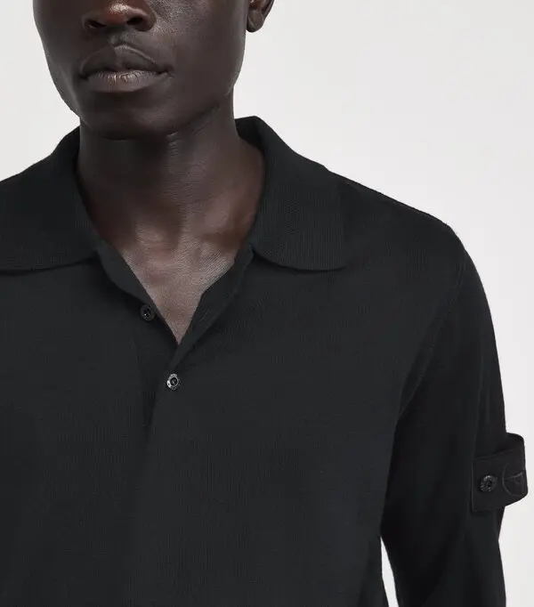 Stone Island Virgin Wool Ghost Polo Sweater - Black