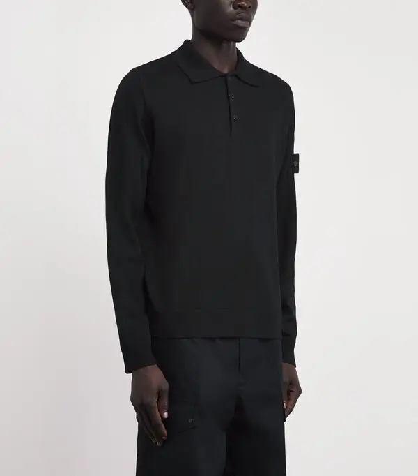 Stone Island Virgin Wool Ghost Polo Sweater - Black