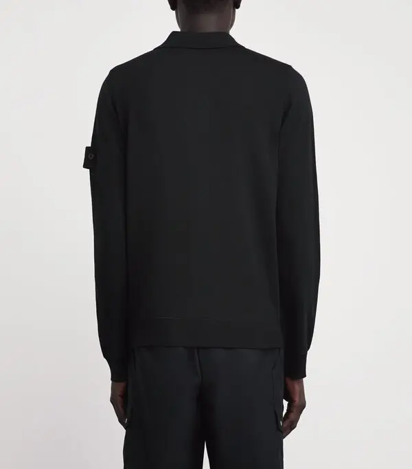 Stone Island Virgin Wool Ghost Polo Sweater - Black