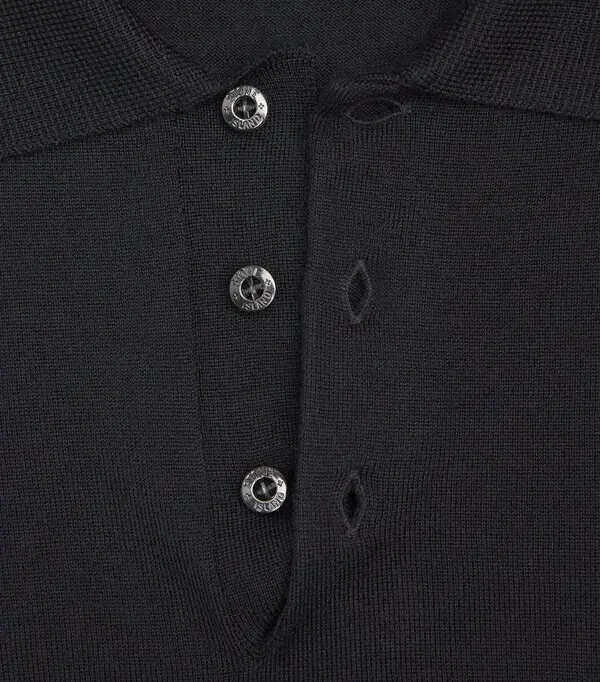 Stone Island Virgin Wool Ghost Polo Sweater - Black