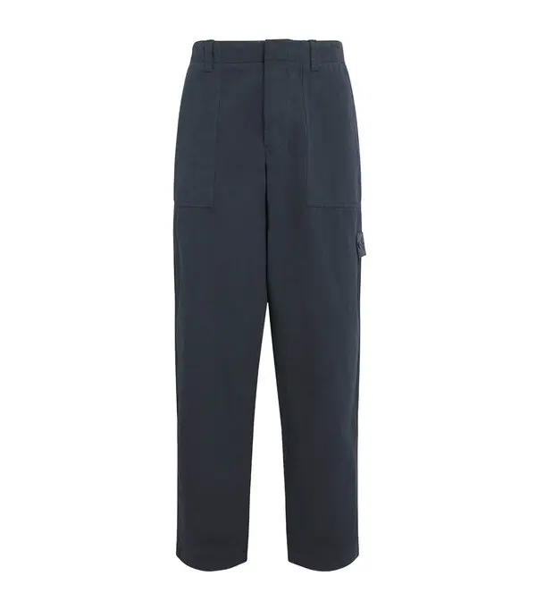 Stone Island Cotton-linen Ghost Fatigue Trousers - Blue