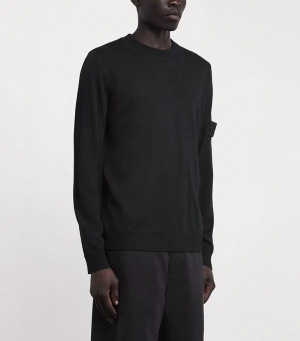 Stone Island Virgin Wool Ghost Crew Neck Sweater - Black