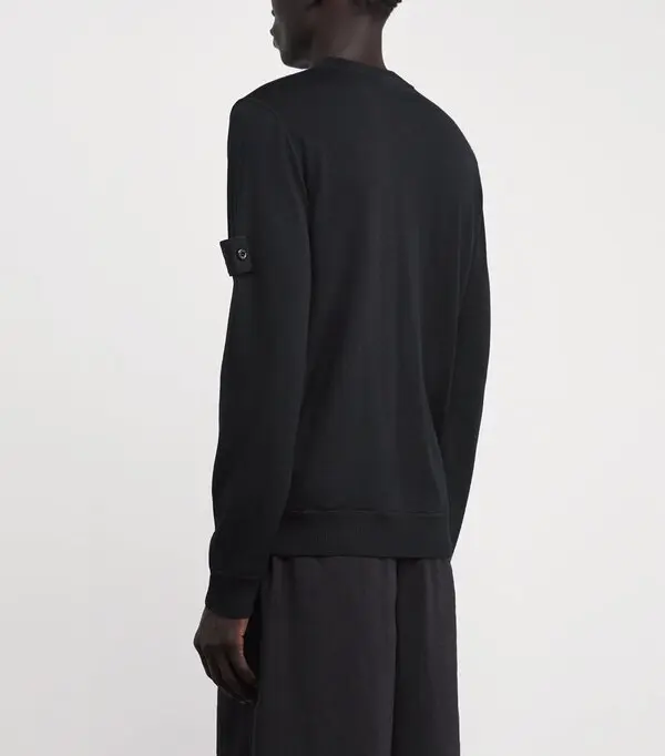Stone Island Virgin Wool Ghost Crew Neck Sweater - Black