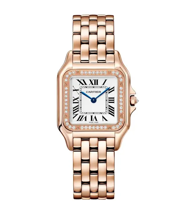 Cartier Panthère De Watch In Rose Gold And Diamonds - Silver