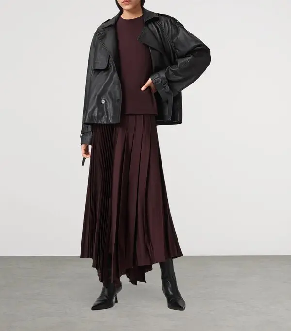ALLSAINTS Jax Pleated Asymmetric Hem Skirt
