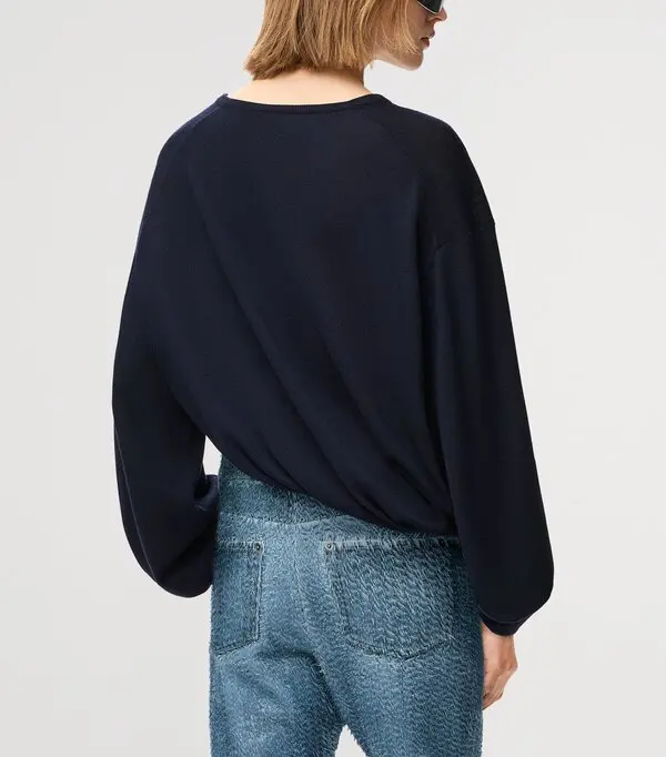 Loewe Wool-blend V-neck Sweater - Navy