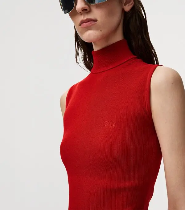 Loewe Sleeveless Rollneck Top - Red