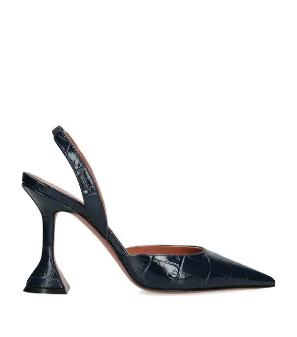 Amina Muaddi Holli Slingback Heels 95 - Navy