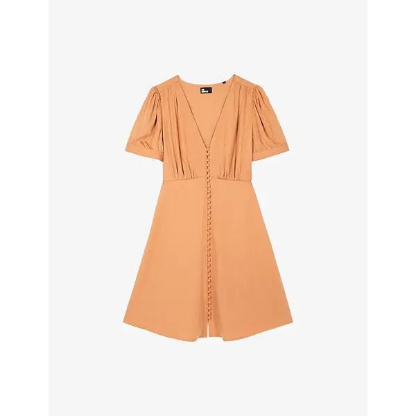 The Kooples V-neck Mini Dress - Camel