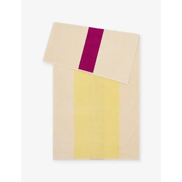 SUITE 702 Woven-stripe Cotton Bath Towel 70cm X 140cm - Yellow Fuchsia