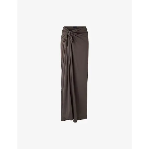 Soeur Goa Wrap-front Cotton-jersey Maxi Skirt - Ardoise