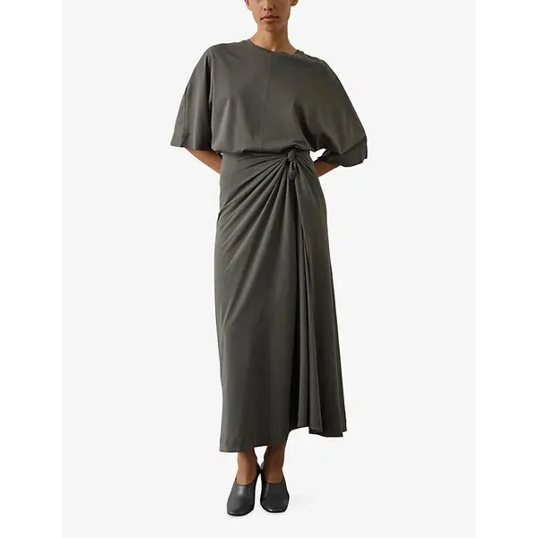 Soeur Goa Wrap-front Cotton-jersey Maxi Skirt - Ardoise