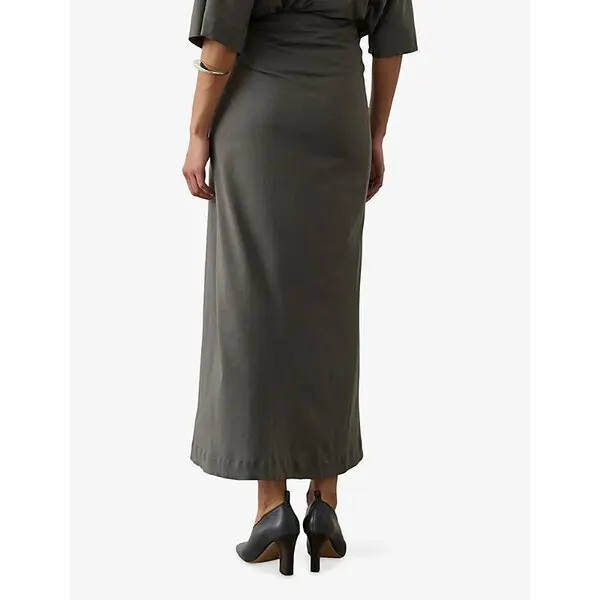 Soeur Goa Wrap-front Cotton-jersey Maxi Skirt - Ardoise