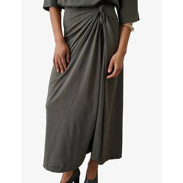 Soeur Goa Wrap-front Cotton-jersey Maxi Skirt - Ardoise