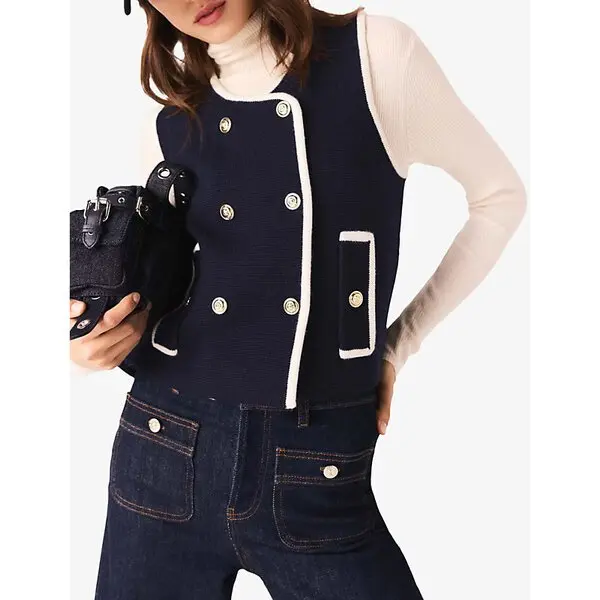 Maje Sleeveless Double-breasted Wool-blend Top