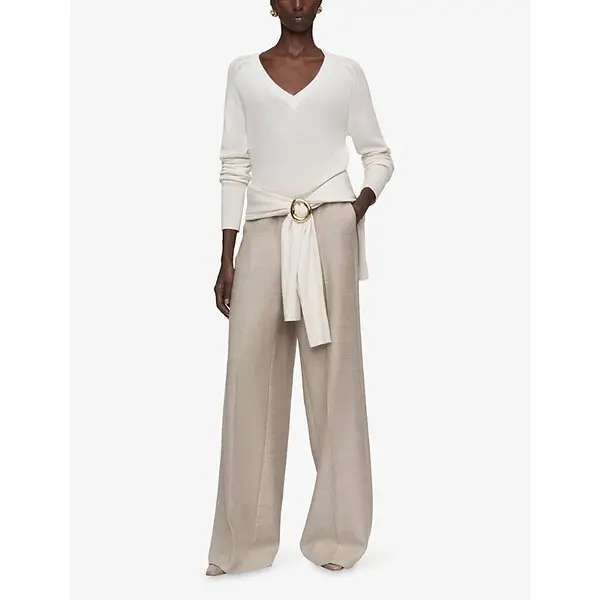 JOSEPH Lucille V-neck Cashmere Blend Jumper - Ivory