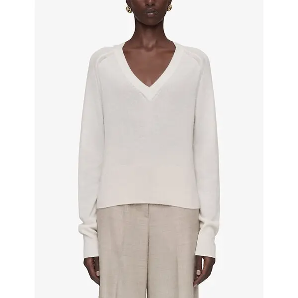 JOSEPH Lucille V-neck Cashmere Blend Jumper - Ivory