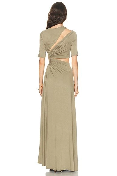 SID NEIGUM Gathered Slit Maxi Dress