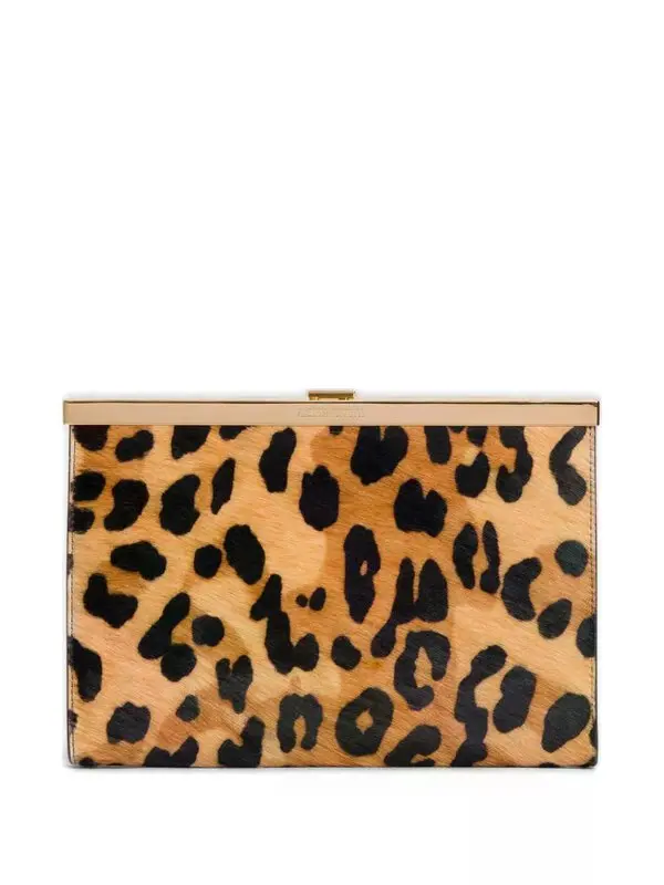 Alberta Ferretti Leopard-print Chain Clutch Bag