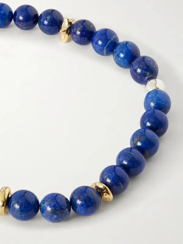 YSSO Gold-plated Lapis Lazuli Beaded Necklace