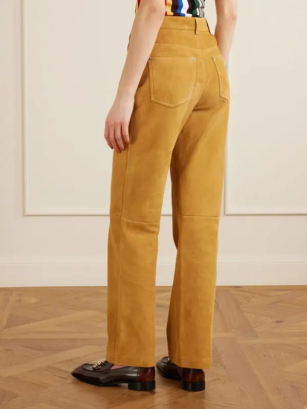 Loewe Suede High-rise Straight-leg Pants