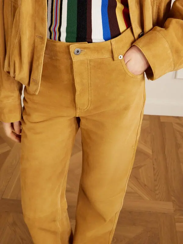 Loewe Suede High-rise Straight-leg Pants