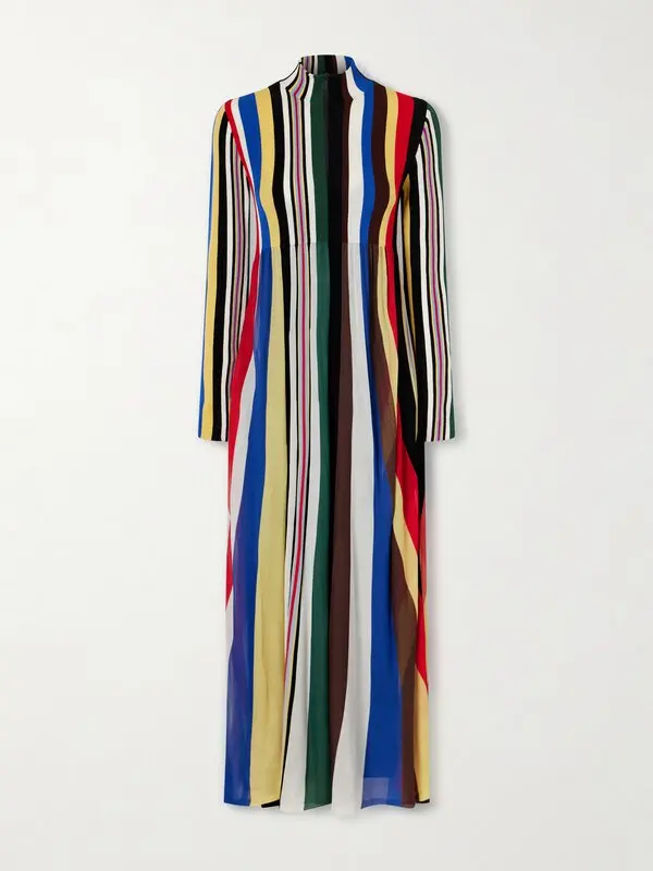 Loewe Striped Chiffon And Ribbed Jersey Maxi Dress - Multi