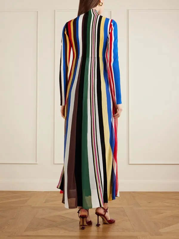 Loewe Striped Chiffon And Ribbed Jersey Maxi Dress