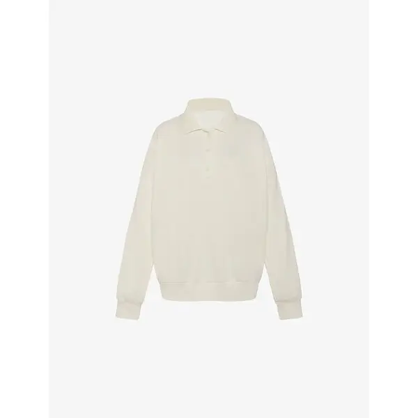 THE ROW Corzas Relaxed Polo Cotton-jersey Sweatshirt - Seashell