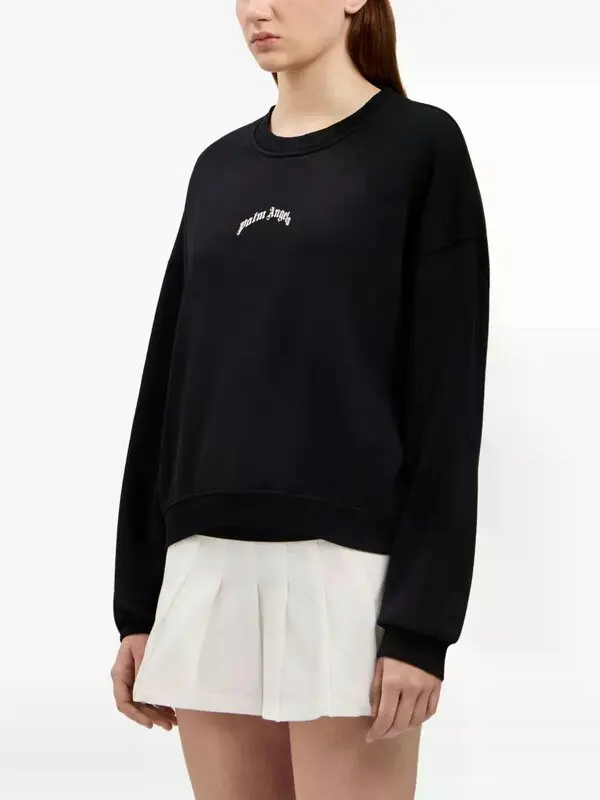 Palm Angels Curved Logo Crop Sweatshirt - Black
