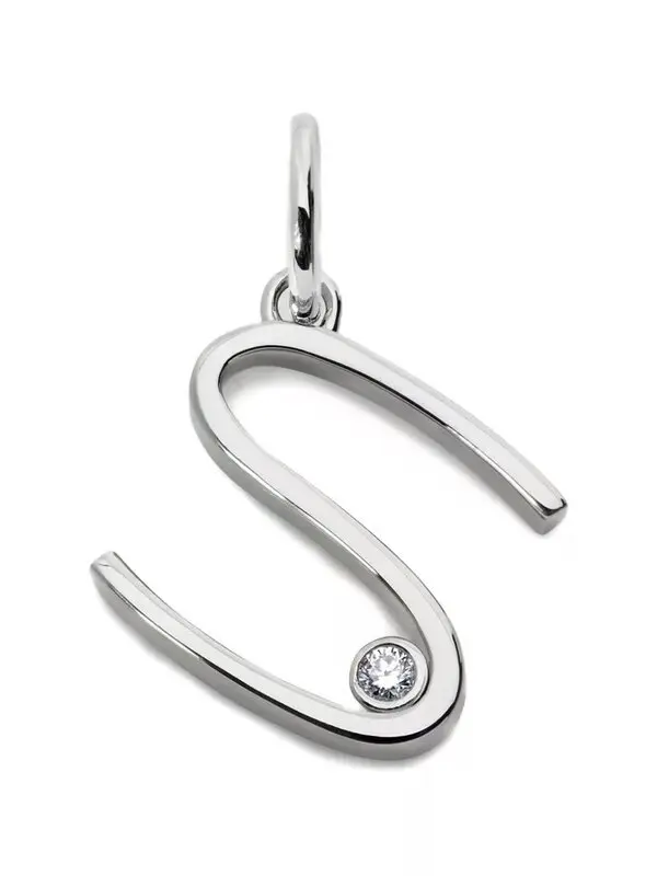 Monica Vinader Tone Solitaire Diamond Initial Pendant - Silver