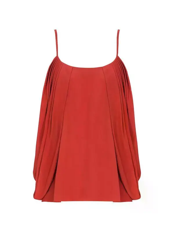 Balmain Draped Silk Crepe Blouse With Pleated Side Panels - Red
