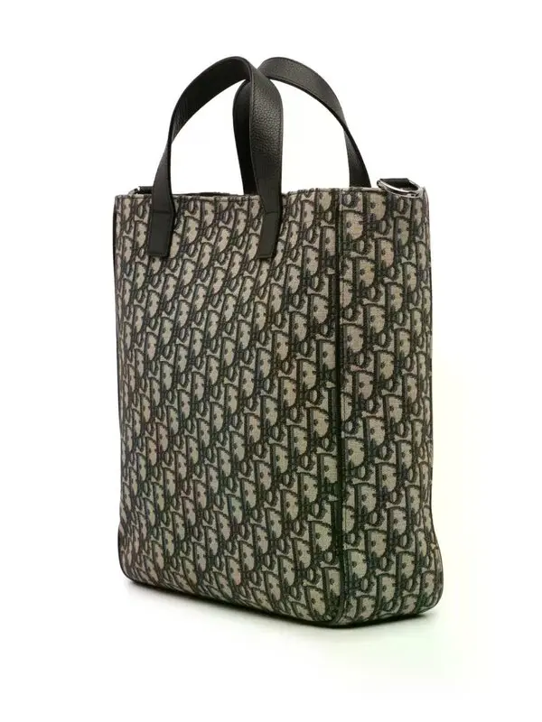 Dior Oblique Canvas And Leather Saddle Tote Satchel