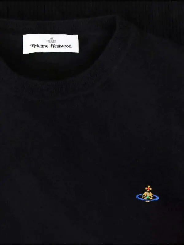VIVIENNE WESTWOOD Orb Embroidered Crew Neck Sweater - Black
