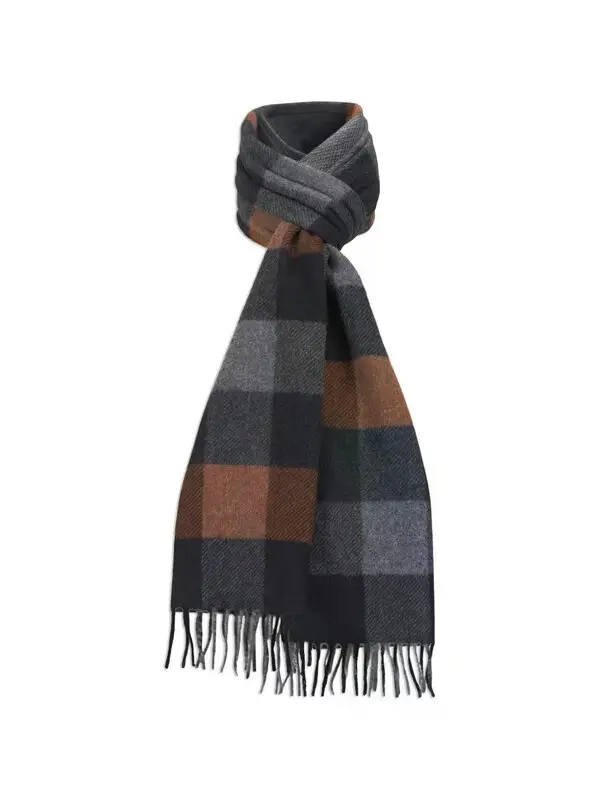 CHELSEY IMPORTS Checked Fringed-trim Scarf - Black