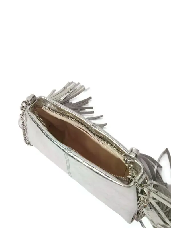 Maje Miss M Fringed Clutch Bag - Silver
