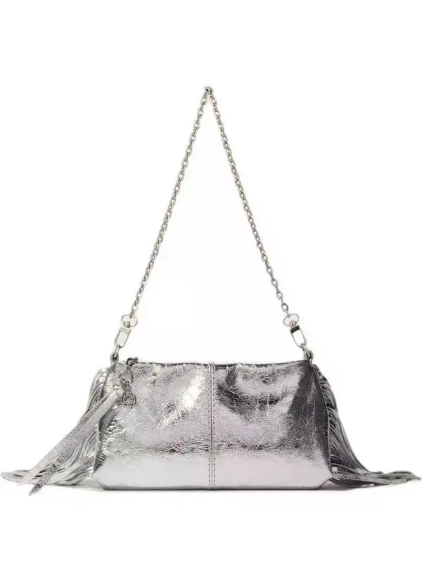 Maje Miss M Fringed Clutch Bag - Silver