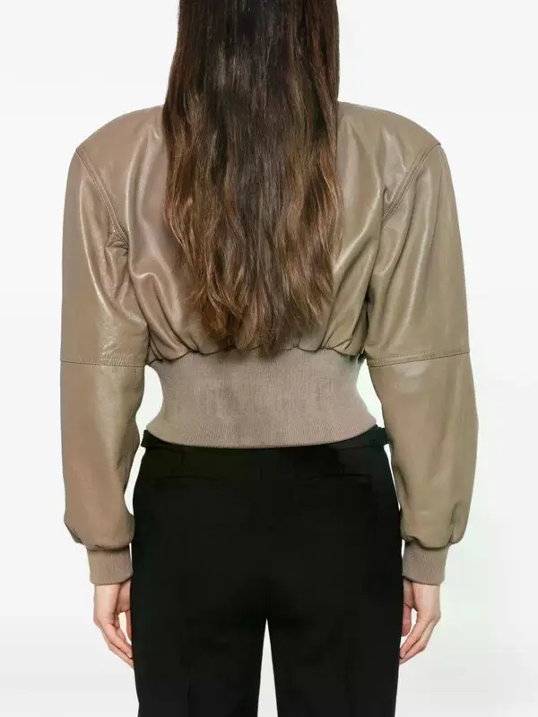 Chloé Padded Shoulder Cropped Leather Jacket