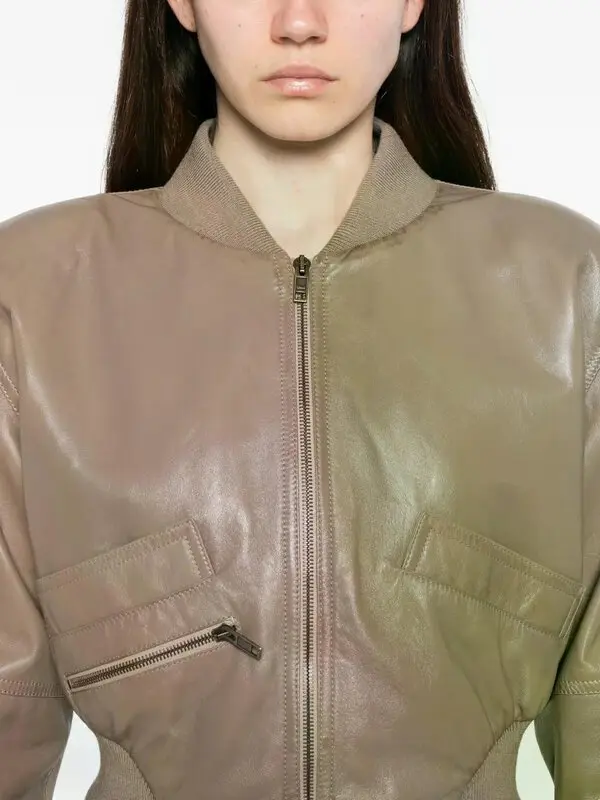 Chloé Padded Shoulder Cropped Leather Jacket