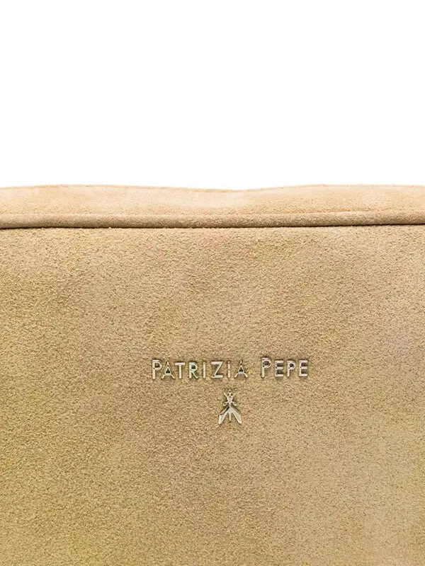Patrizia Pepe Suede Cross-body Bag With Logo Plaque